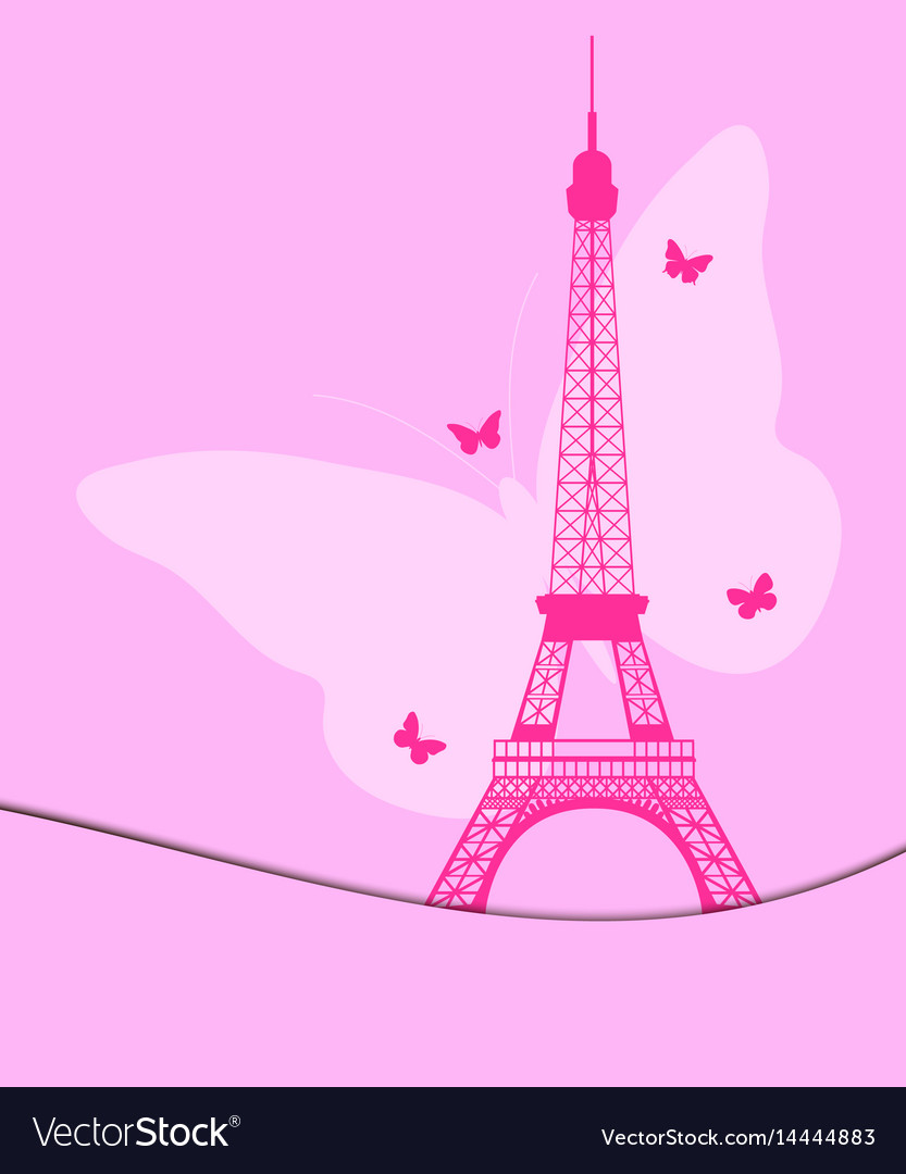 Eiffel tower with butterflies pattern Royalty Free Vector