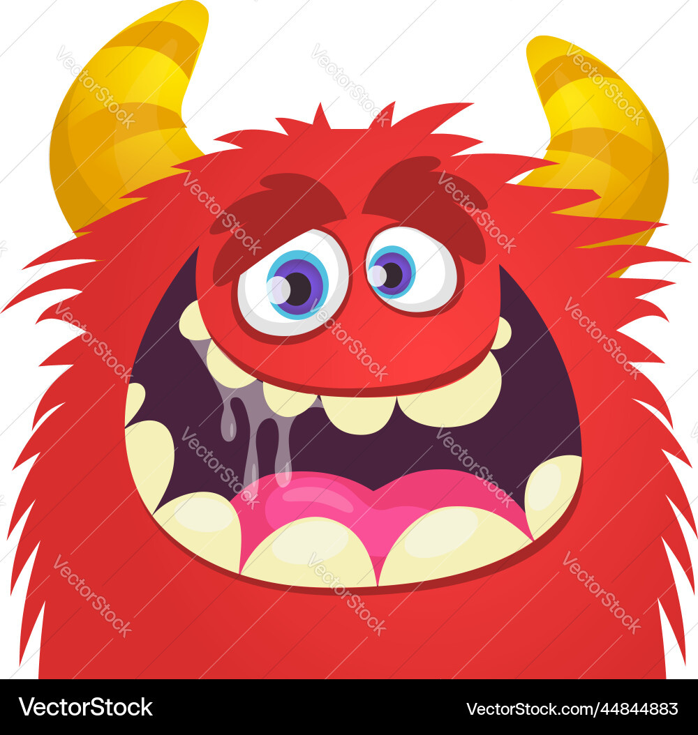 Funny cartoon monster face expression monster Vector Image