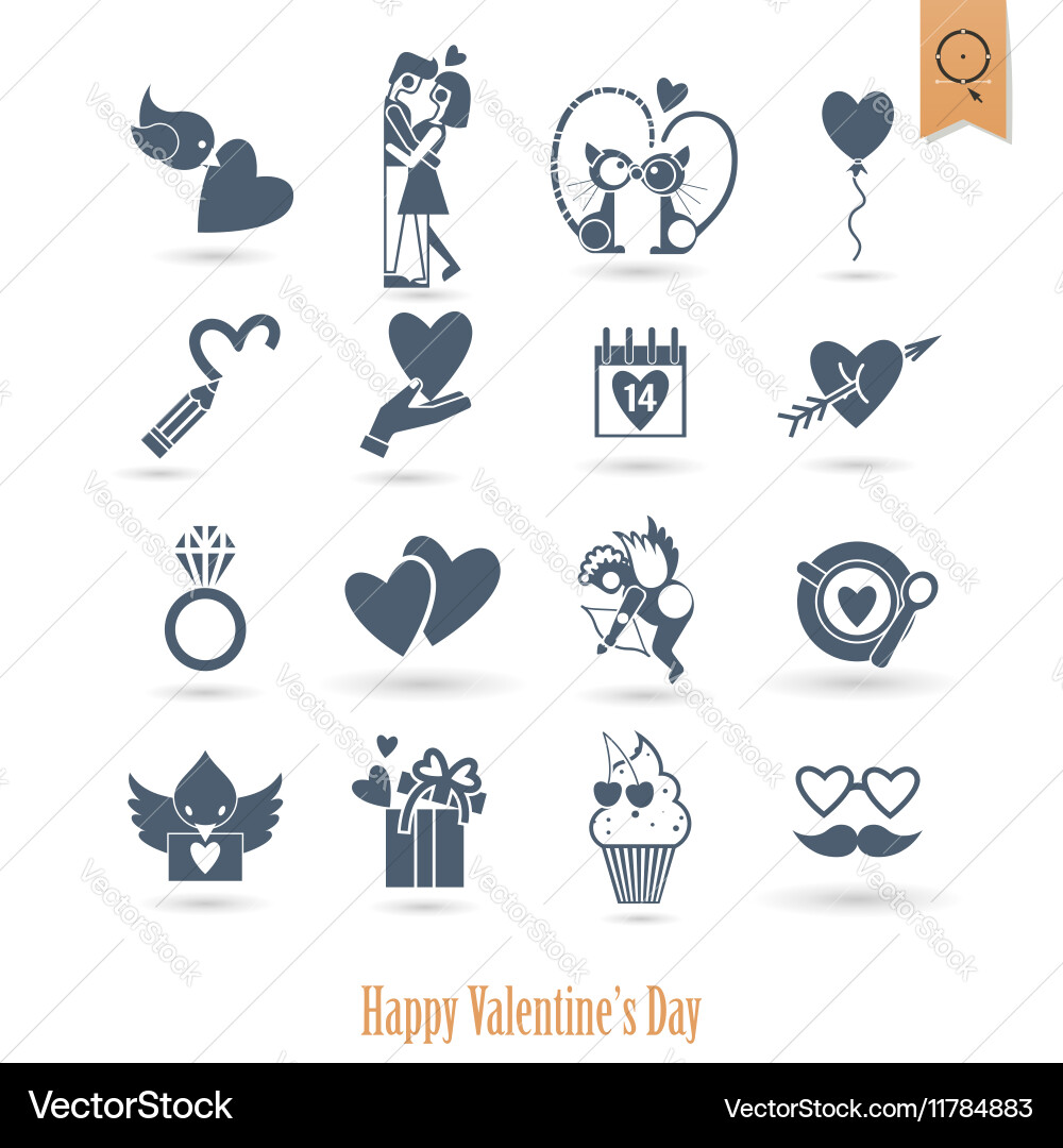 Happy valentines day icons Royalty Free Vector Image