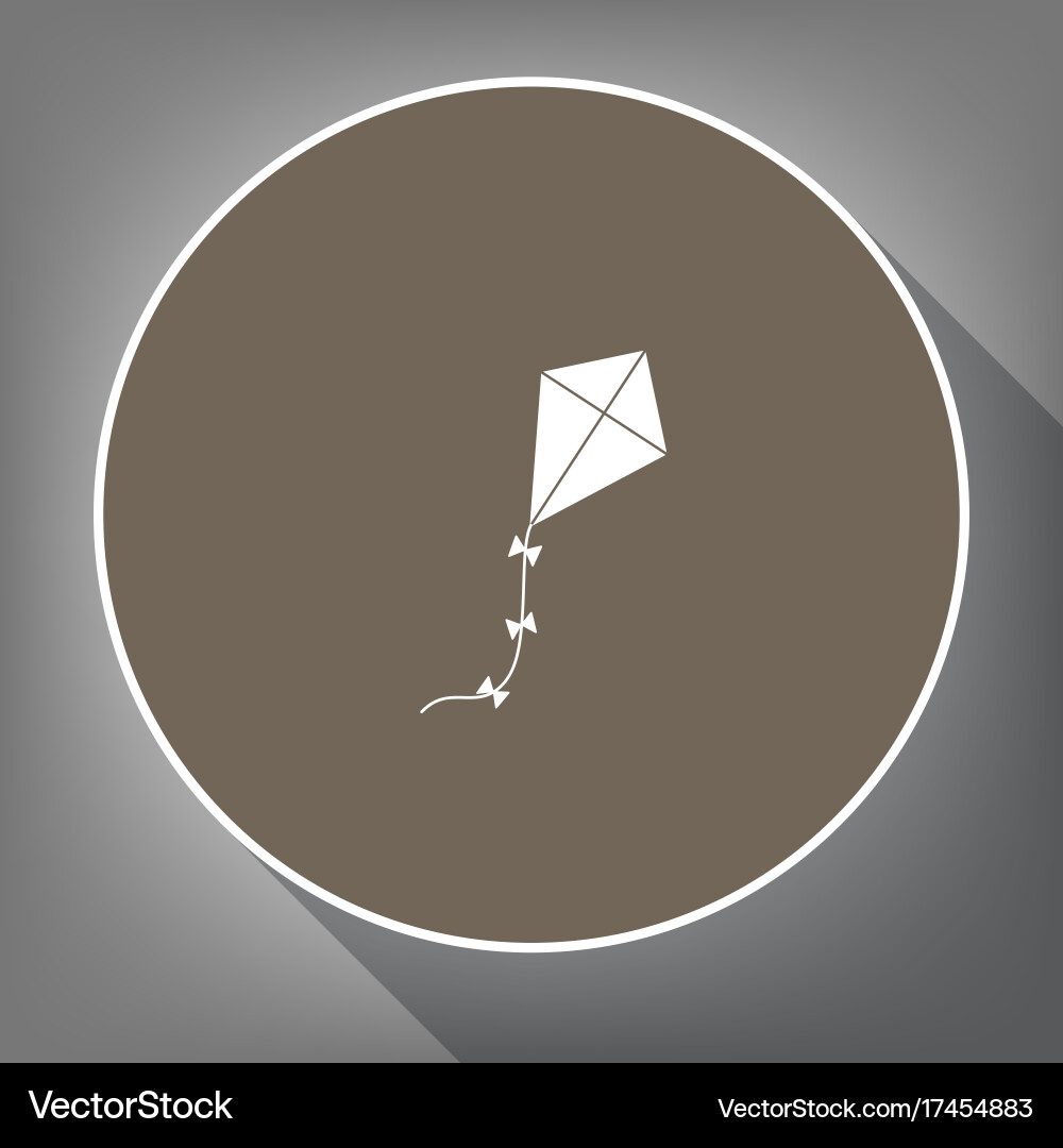 Kite sign white icon on brown circle Royalty Free Vector