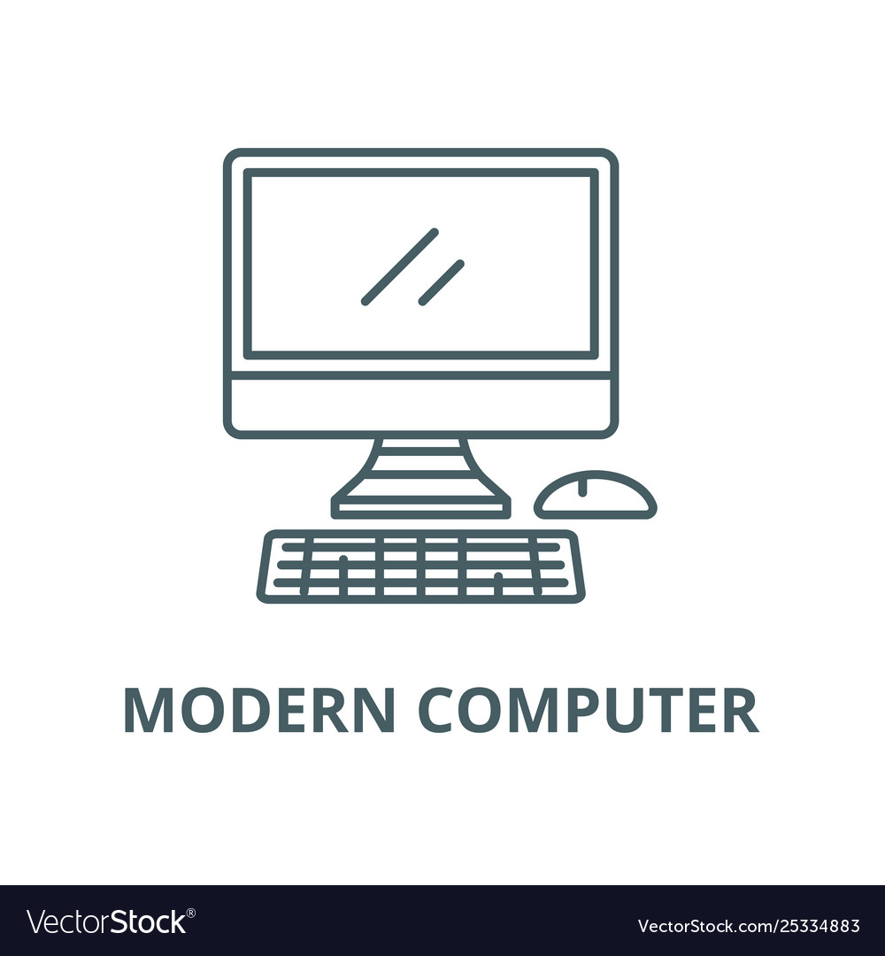 Modern computer line icon linear concept Vector Image