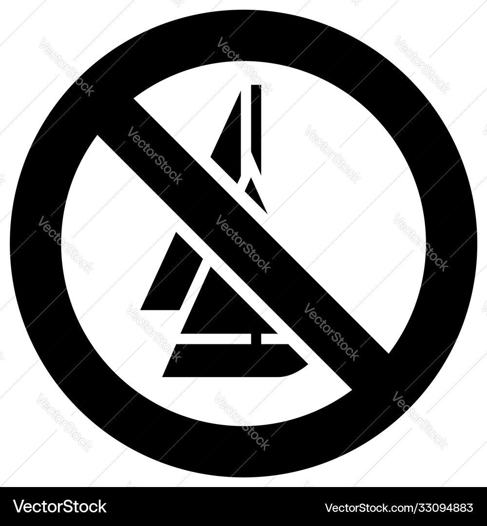 No sailing forbidden sign modern round sticker Vector Image