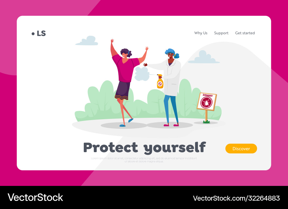 People protect themselves from mites landing page Vector Image