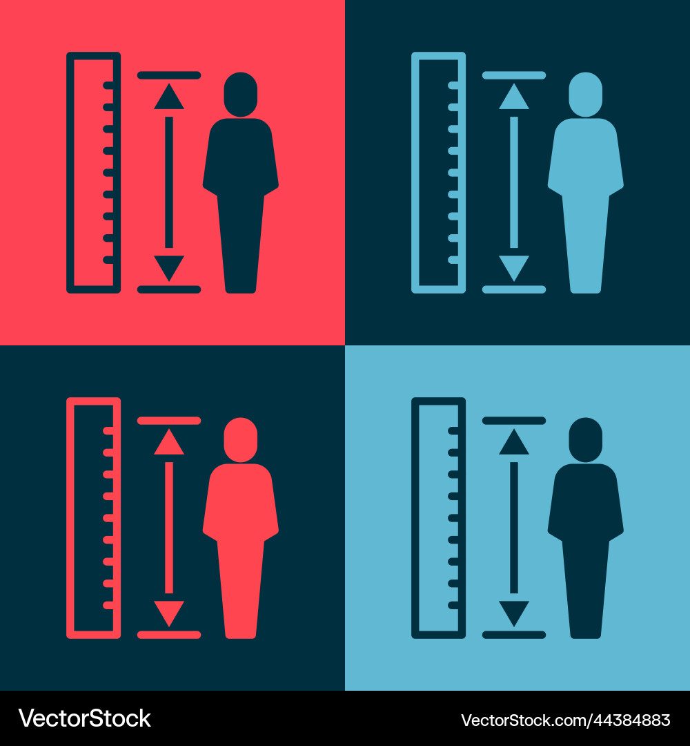 Pop art measuring height body icon isolated Vector Image