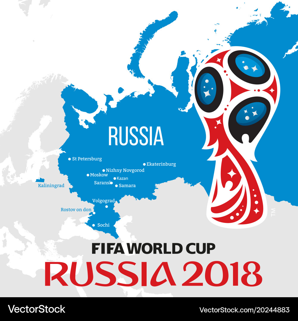 Russia world cup 2018 with map Royalty Free Vector Image