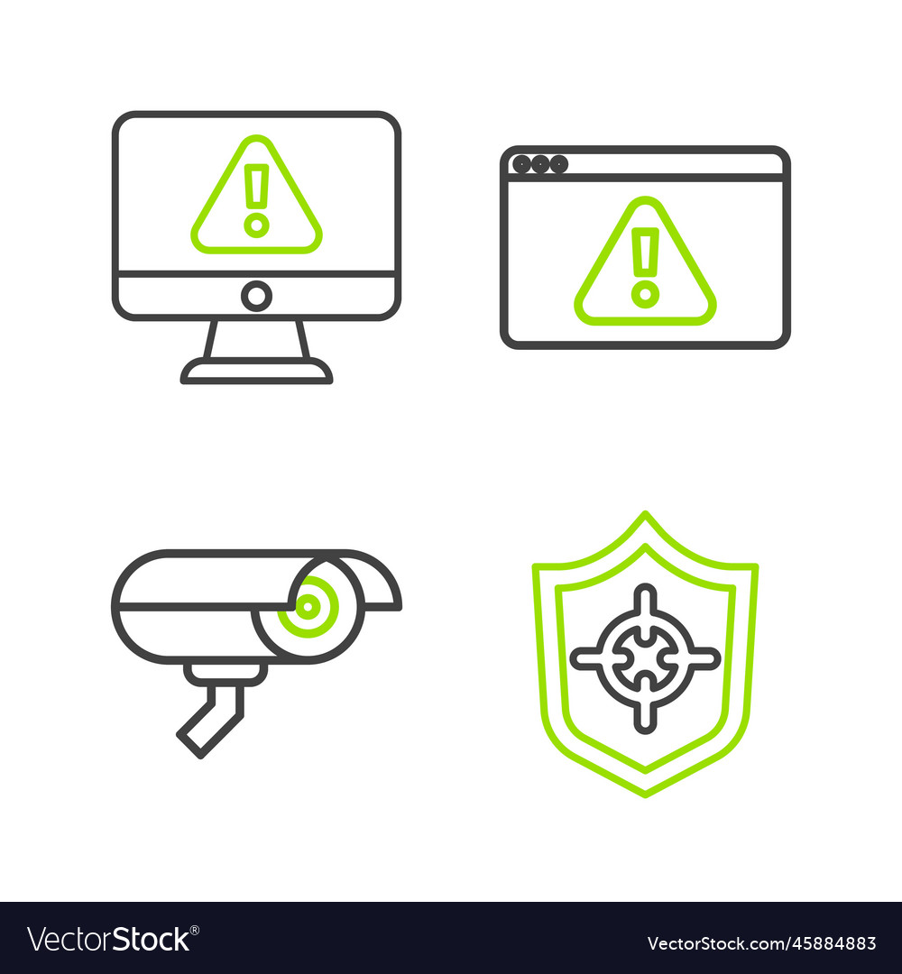 Set Line Shield Security Camera Browser Royalty Free Vector