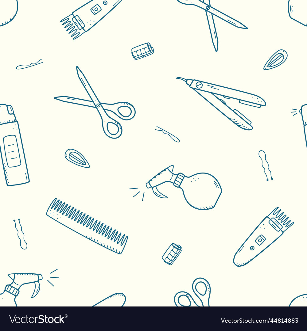 Set of hairdressing elements seamless pattern Vector Image Set of hairdressing elements seamless pattern Vector Image