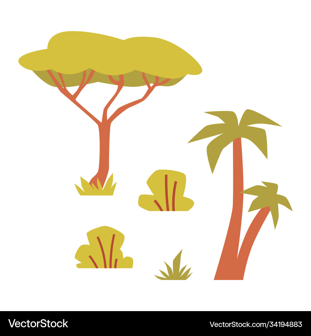 Set plants african savannah a flat isolated Vector Image