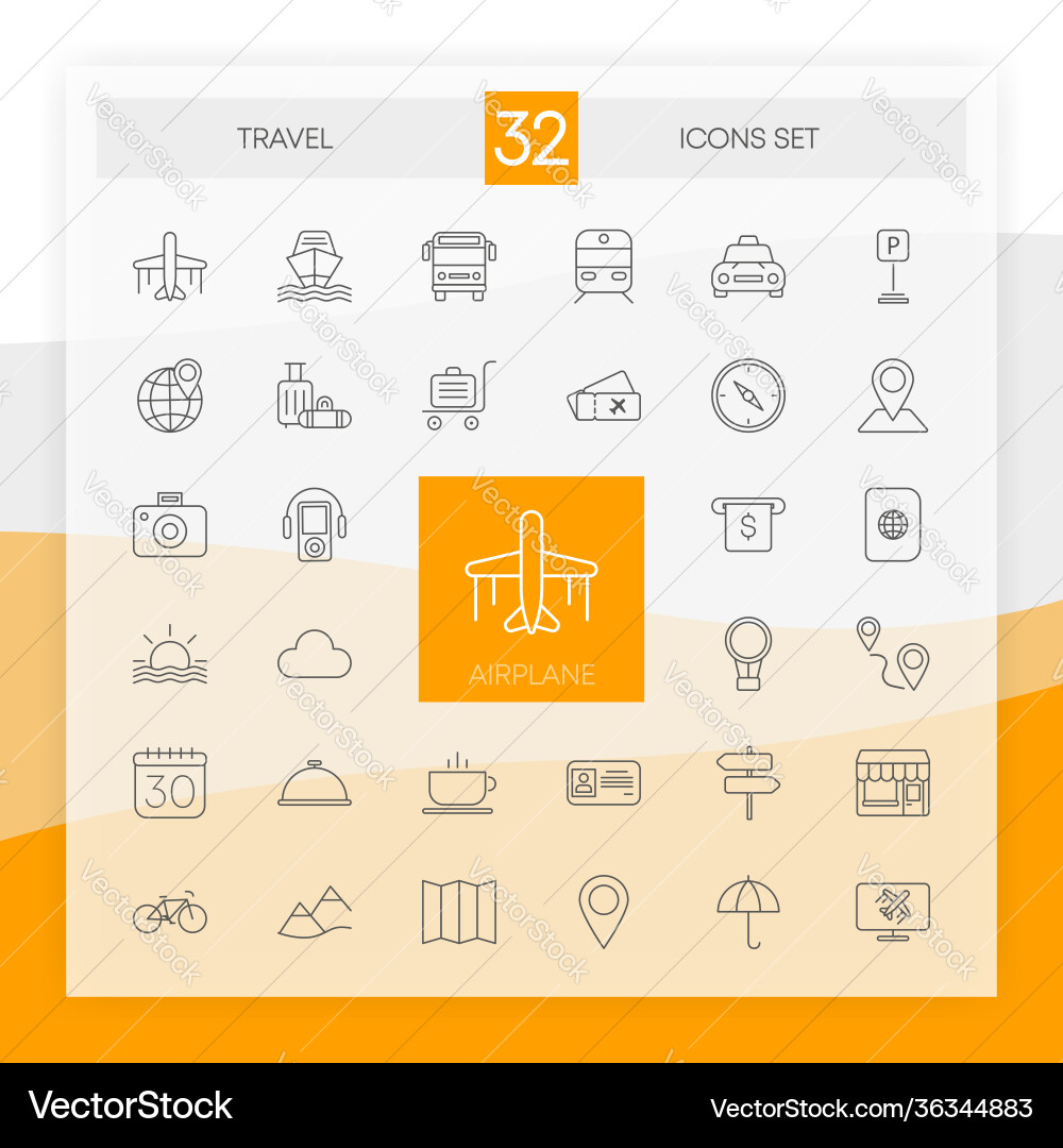 Travel 32 icons set with flat abstract design Vector Image