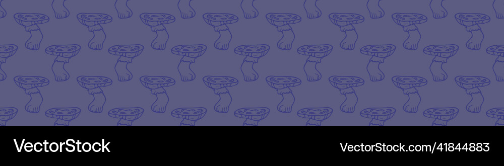 Very peri wild mushroom border seamless Royalty Free Vector