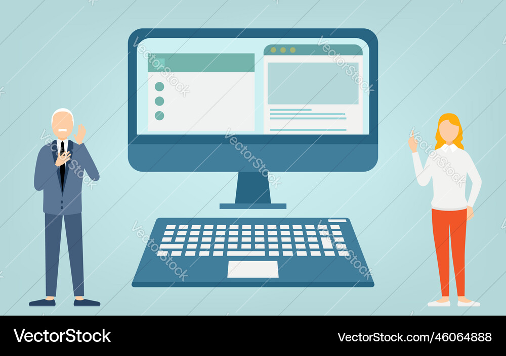 A woman giving presentation in front Royalty Free Vector