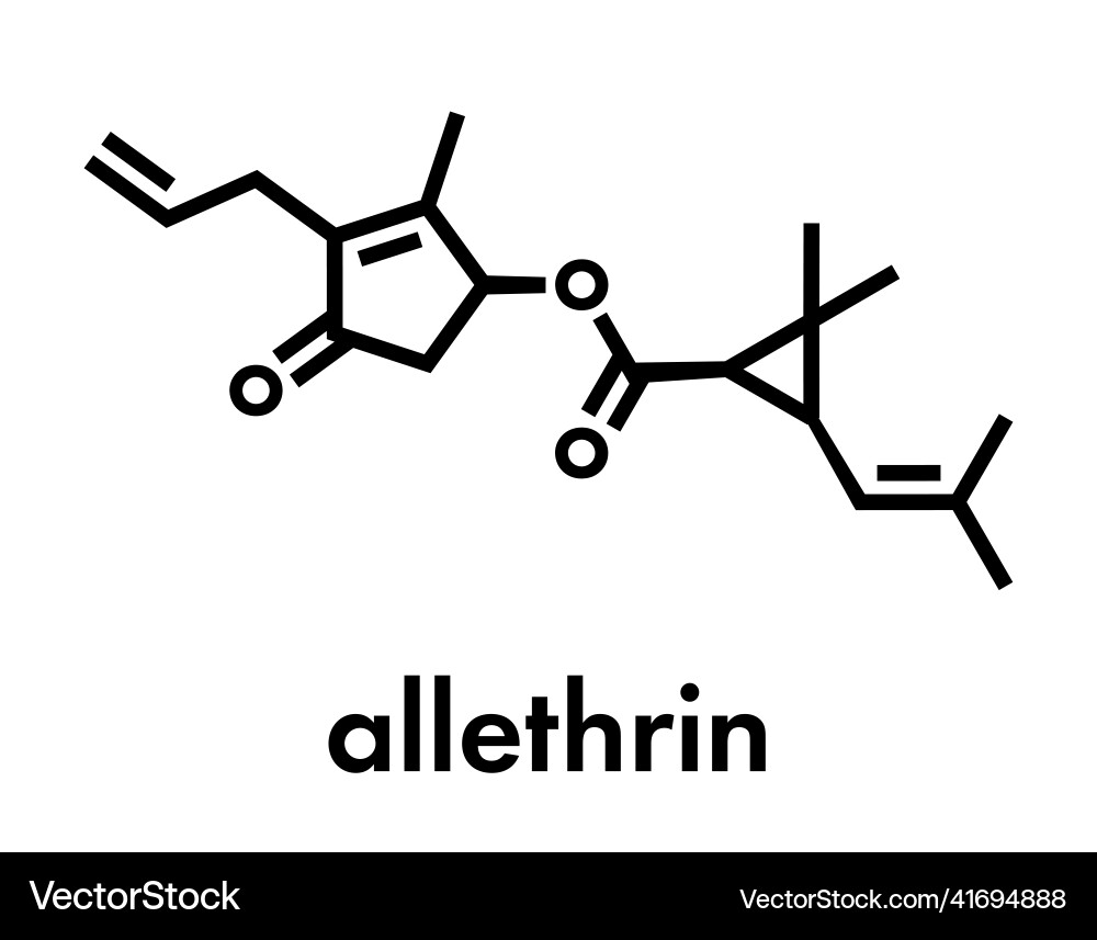Allethrin pyrethroid insecticide synthetic analog Vector Image