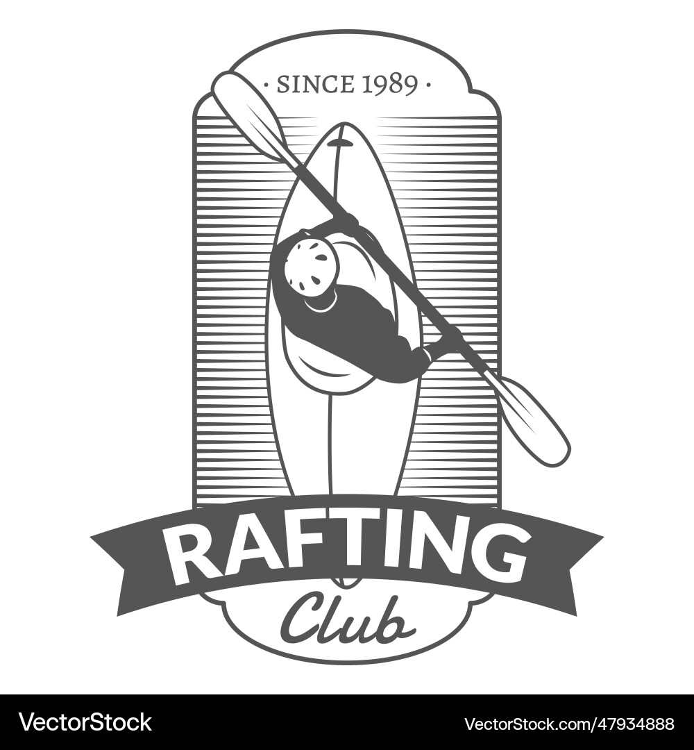 Canoe rafting hipster label badge Royalty Free Vector Image