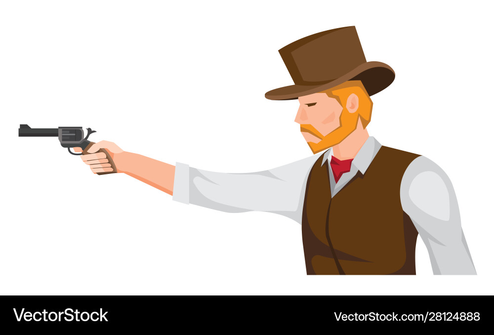 Cowboy with gun cartoon Royalty Free Vector Image