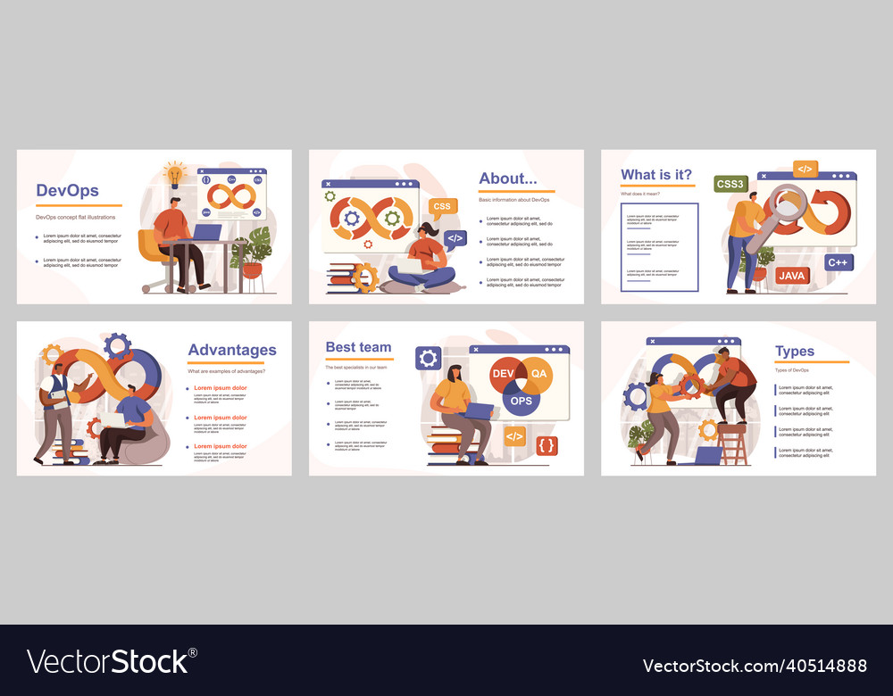 Devops Concept For Presentation Slide Template Vector Image