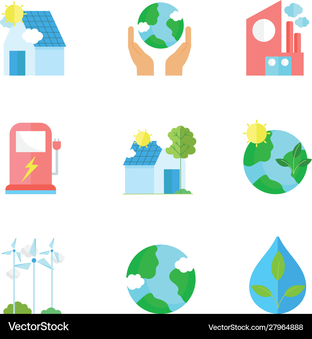 Ecology renewable environment recycle icons Vector Image