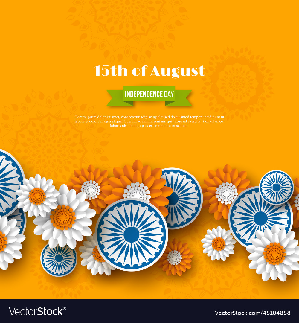 Indian Independence Day Holiday Design 3d Wheels Vector Image