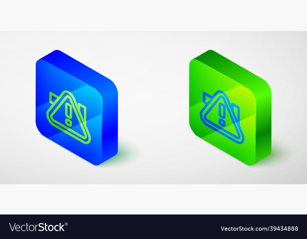 Isometric line exclamation mark in triangle icon Vector Image Isometric line exclamation mark in triangle icon Vector Image