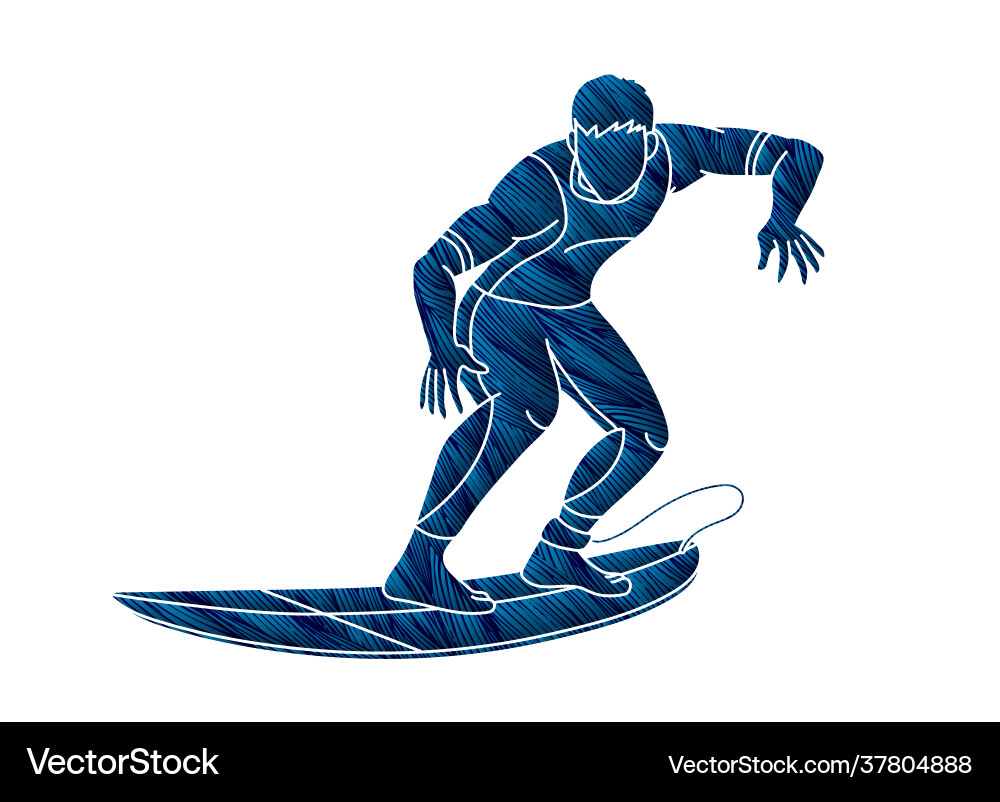 Man surfer surfing sport action Royalty Free Vector Image