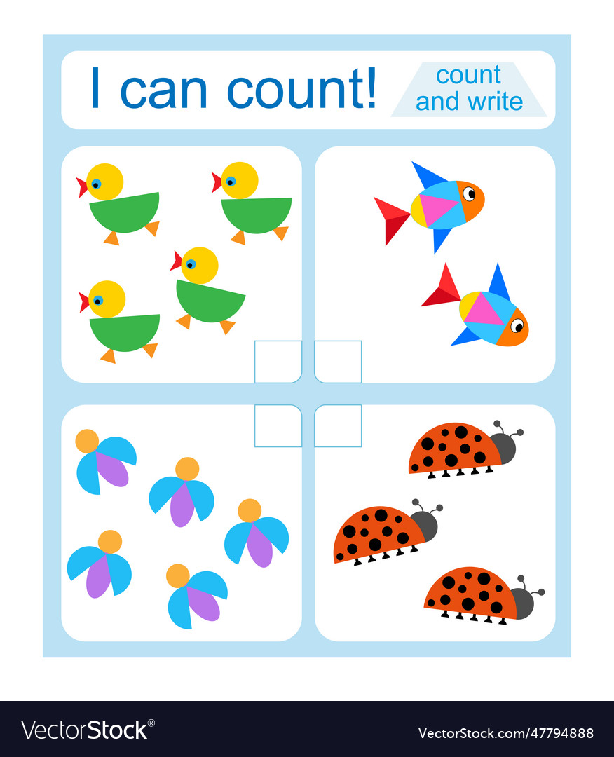 Math activity for kids i can count Royalty Free Vector Image