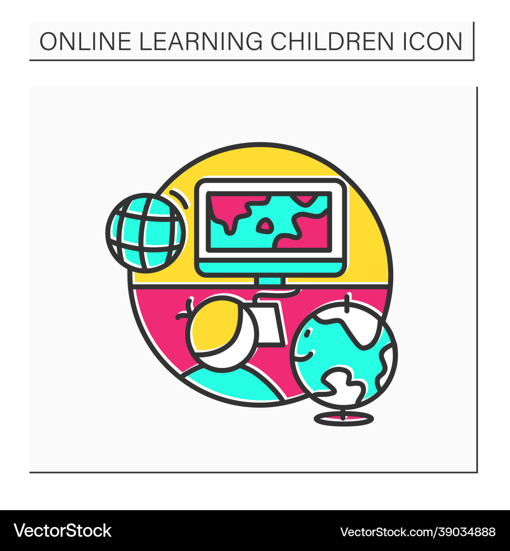 Online geography color icon Royalty Free Vector Image