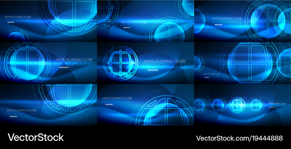 Set of techno earth planet concept backgrounds Vector Image