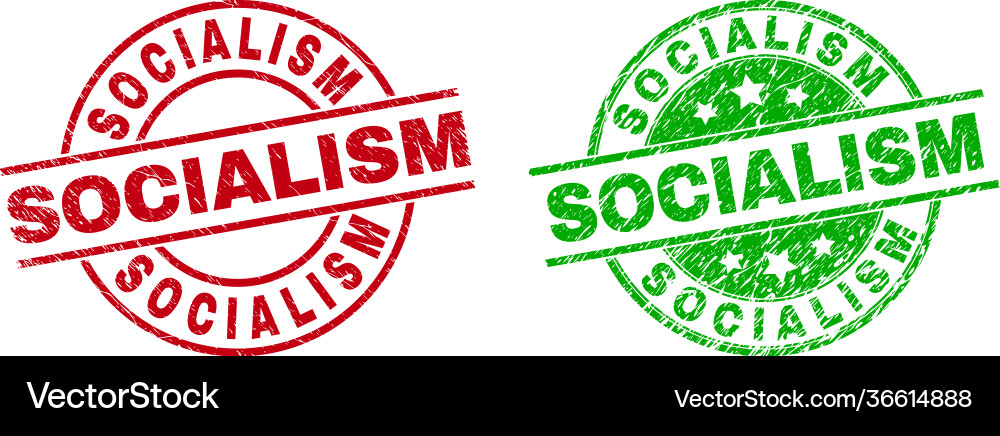 Socialism round stamps using corroded surface Vector Image