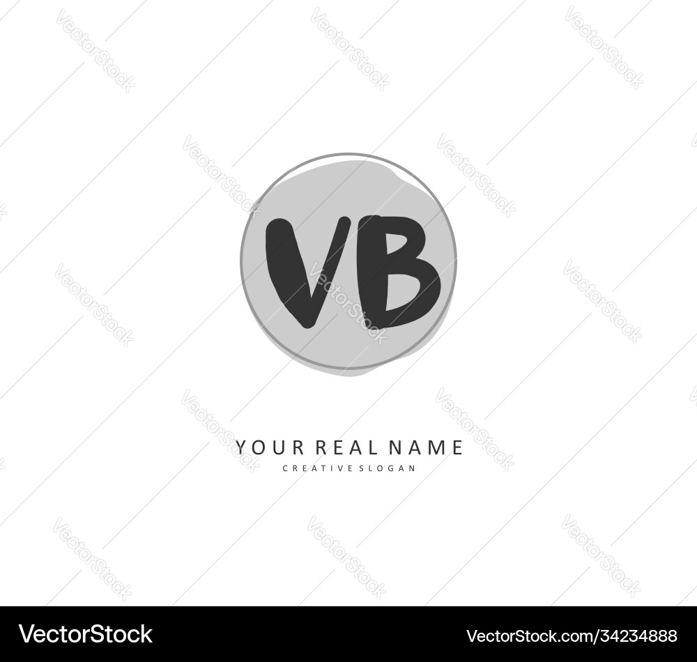 V b vb initial letter handwriting and signature Vector Image