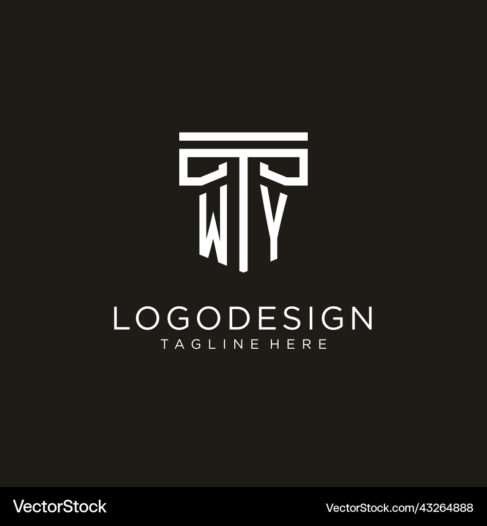 Wy initial logo with geometric pillar style design