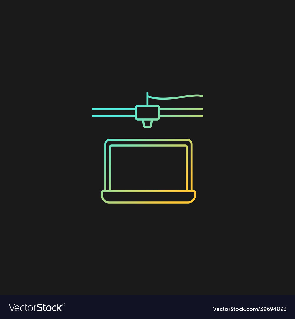 3d printed laptop gradient icon for dark theme Vector Image