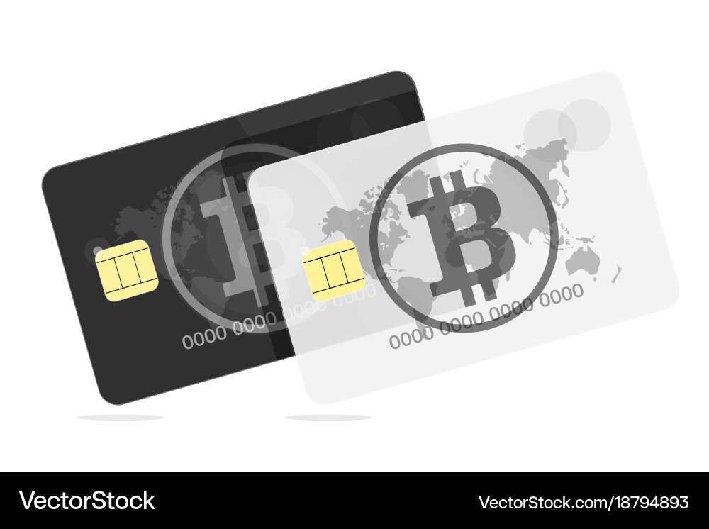 Bitcoin black and white bank card Royalty Free Vector Image