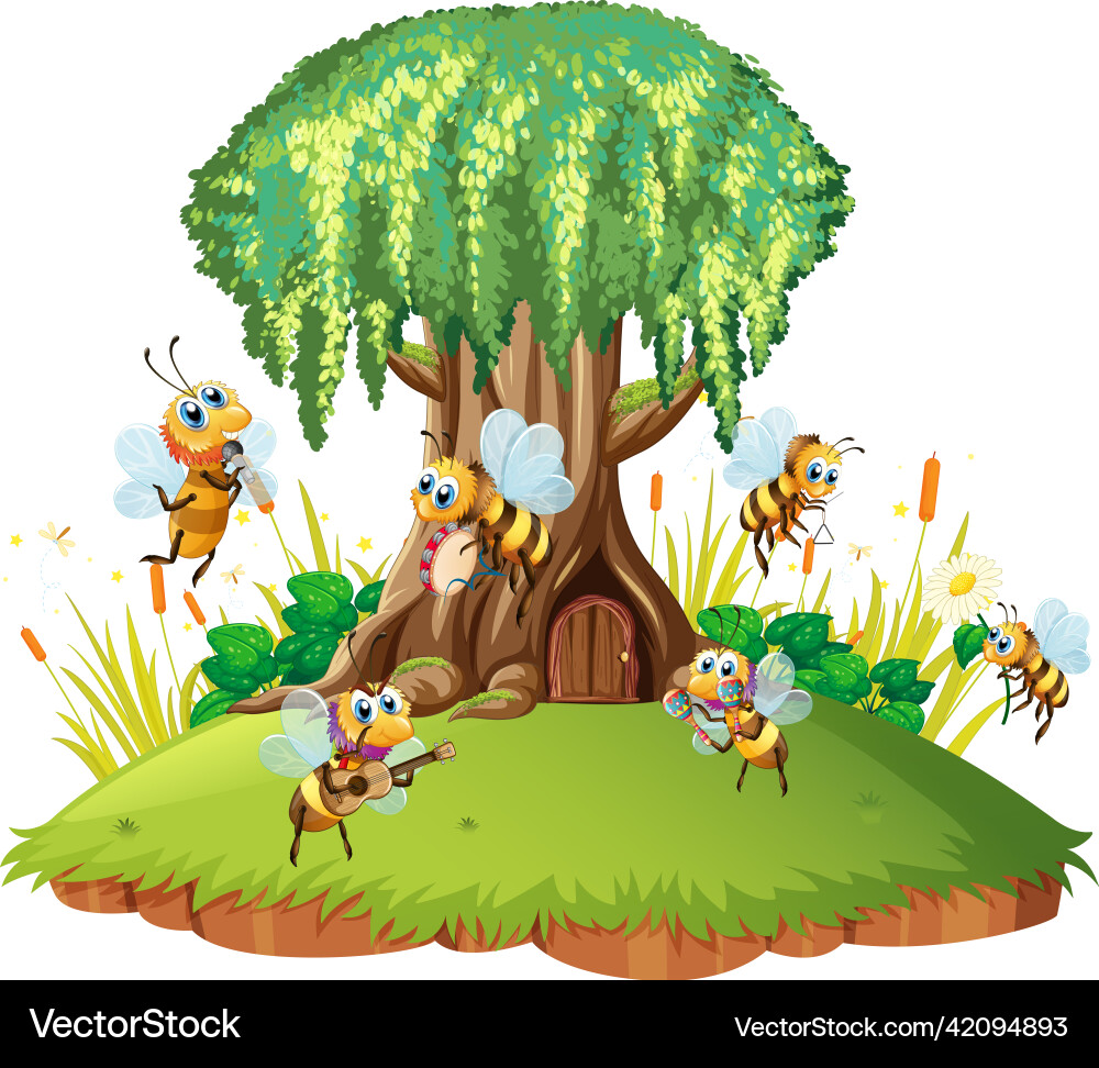 Cartoon insect and beetle in the forest Royalty Free Vector