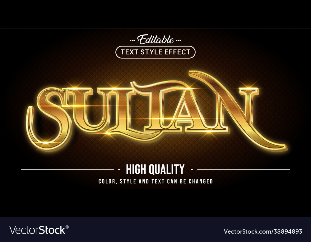 Editable text style effect - sultan Royalty Free Vector