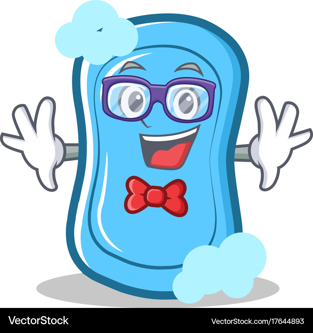 Geek blue soap character cartoon Royalty Free Vector Image