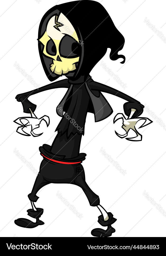 Grim reaper cartoon character with scythe Vector Image