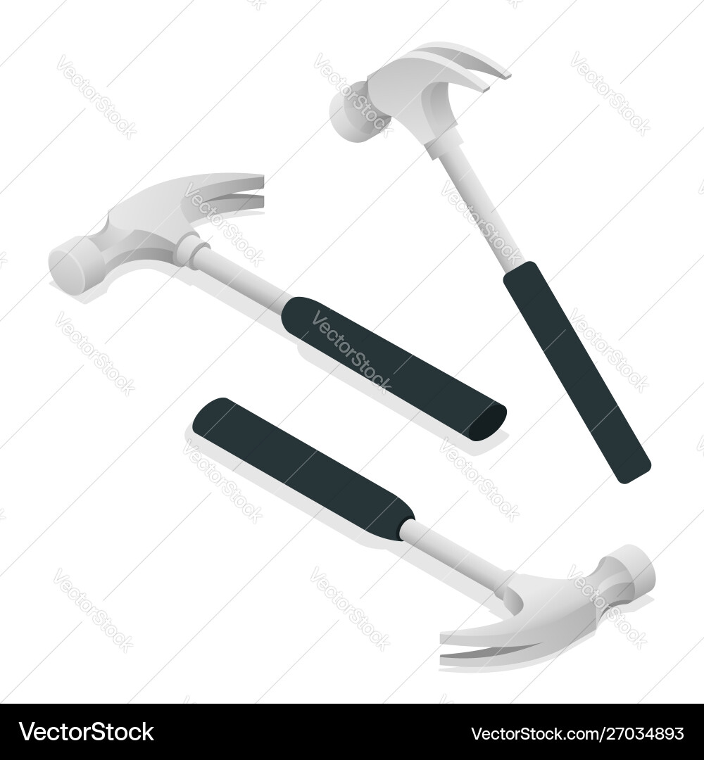 Isometric iron hammer icons isolated on a white Vector Image