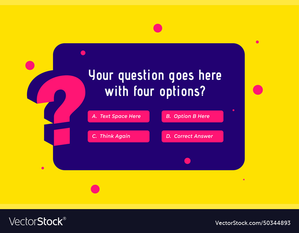 Questions and answer multiple choice template Vector Image