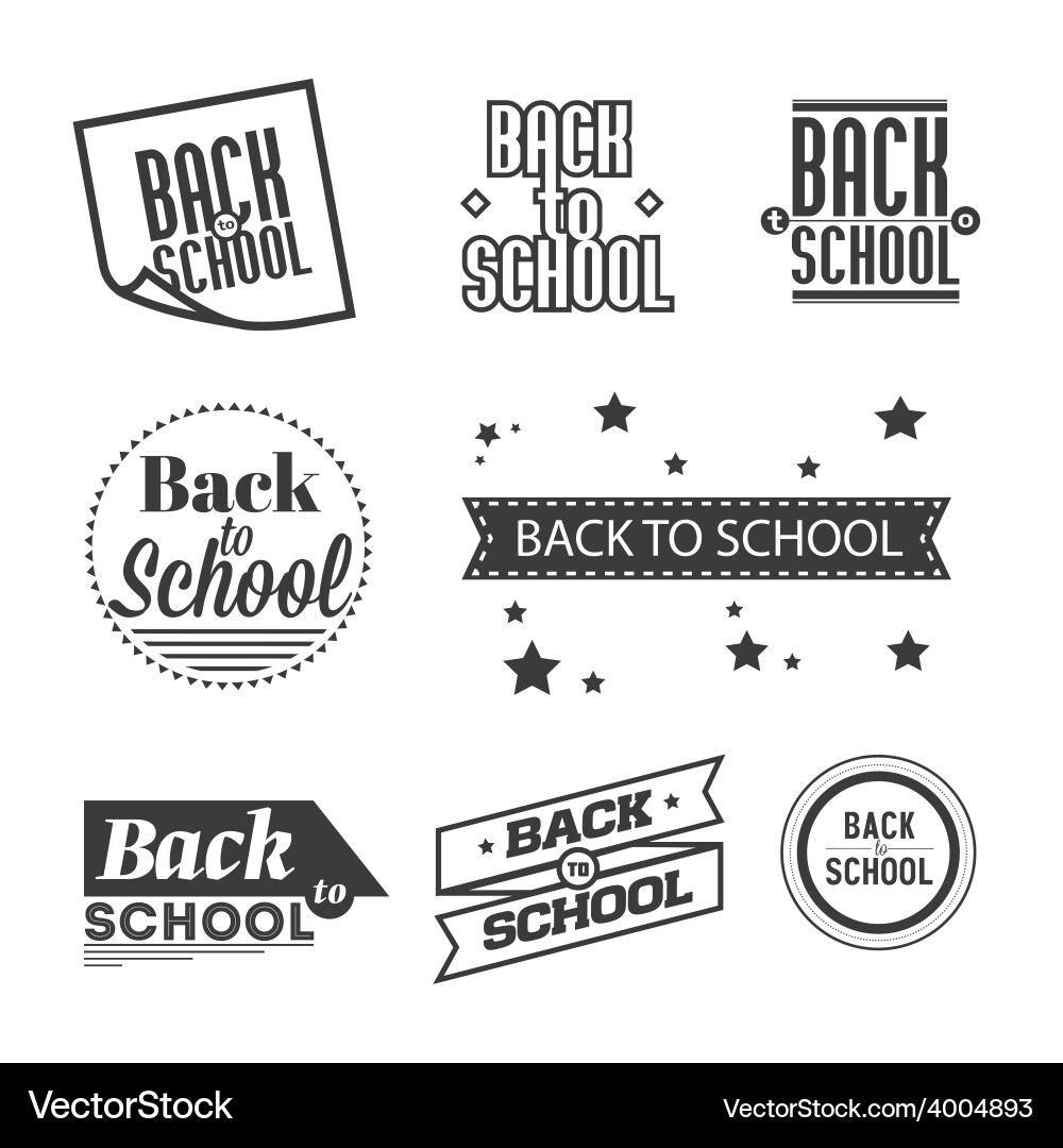 Set of back to school lettering Royalty Free Vector Image