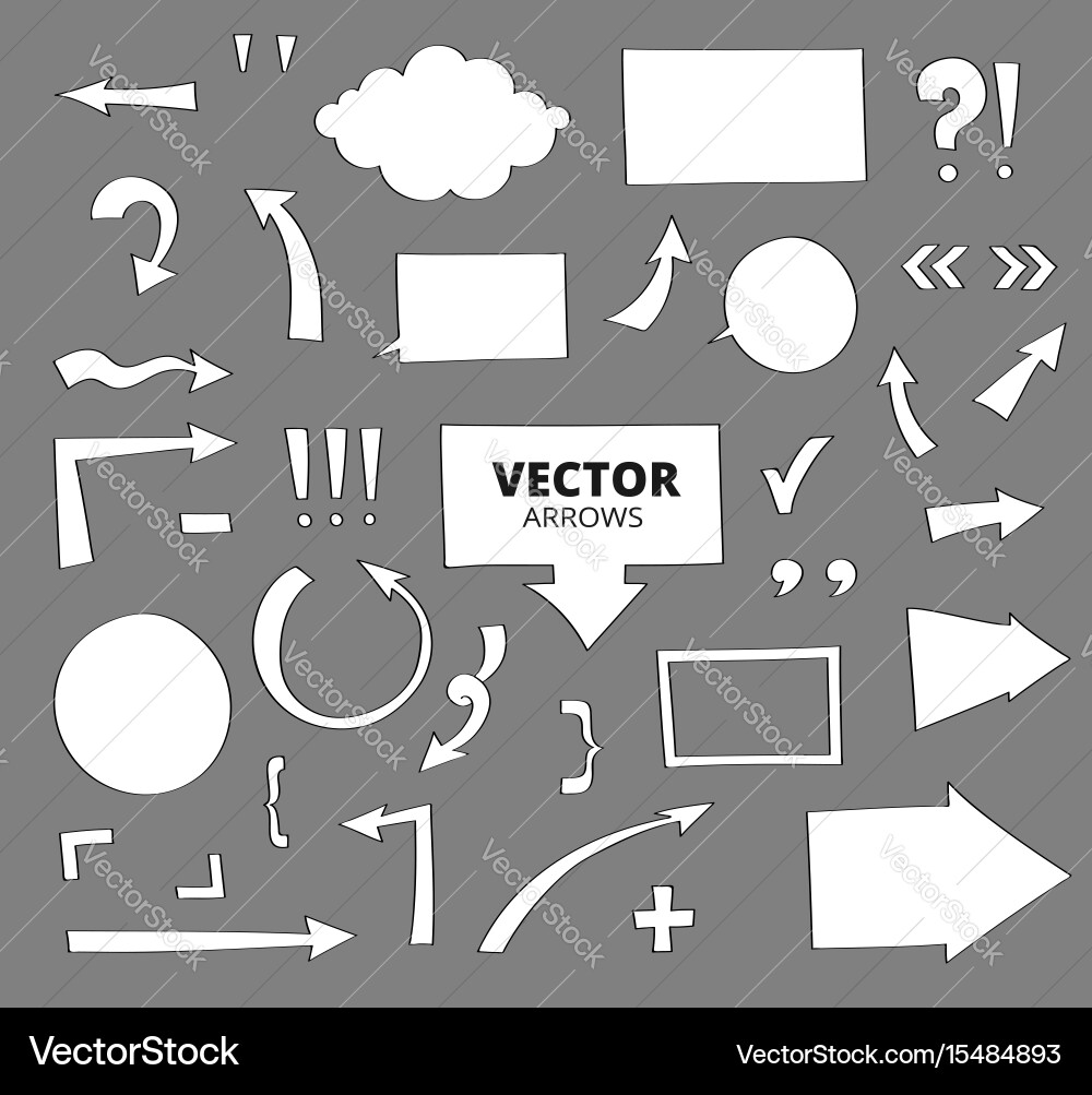 Set of hand drawn arrows pen design elements Vector Image