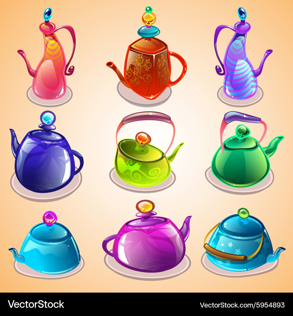 Set of tea kettles Royalty Free Vector Image - VectorStock