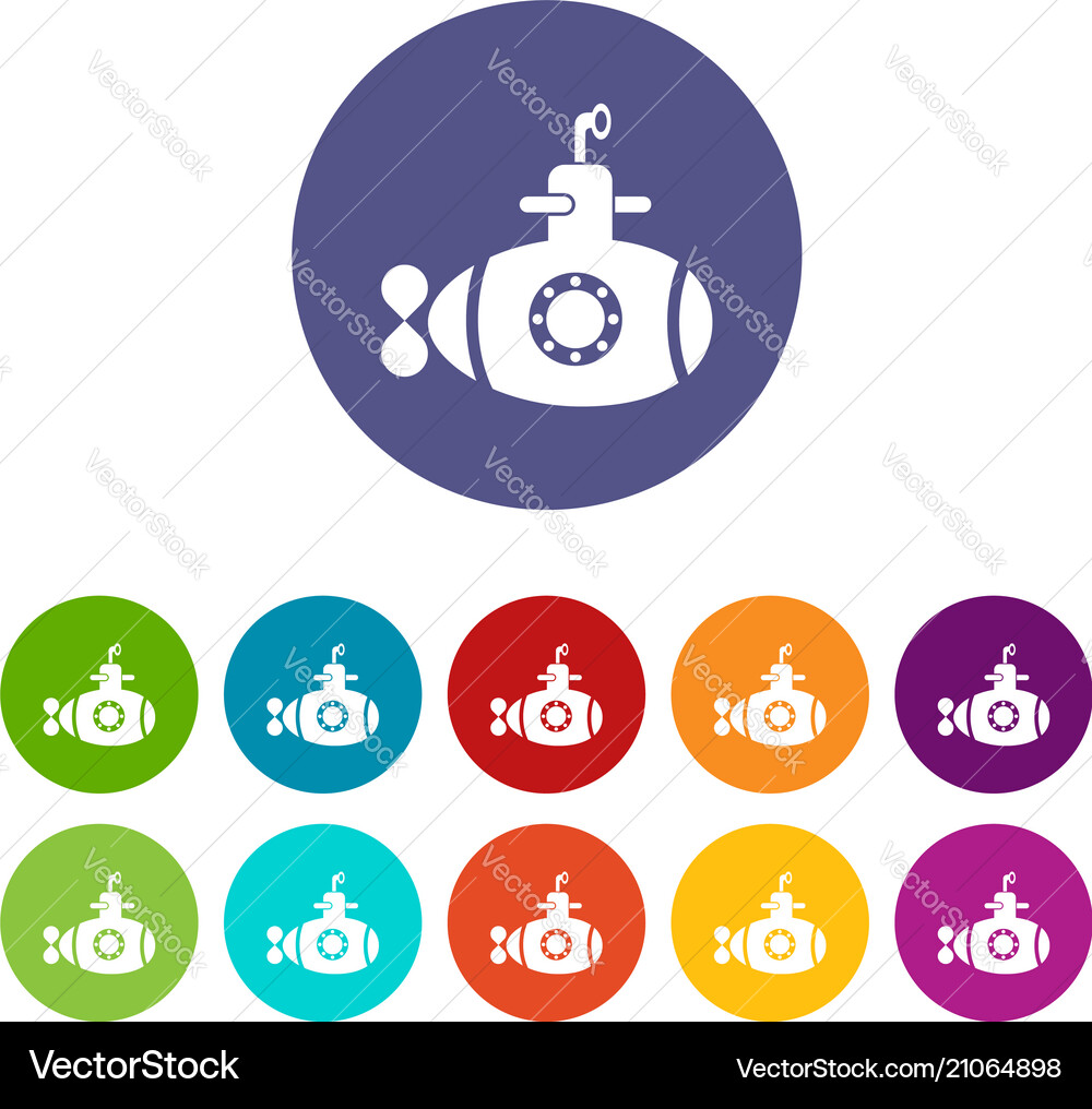 Bathyscaphe with hatch icons set color Royalty Free Vector