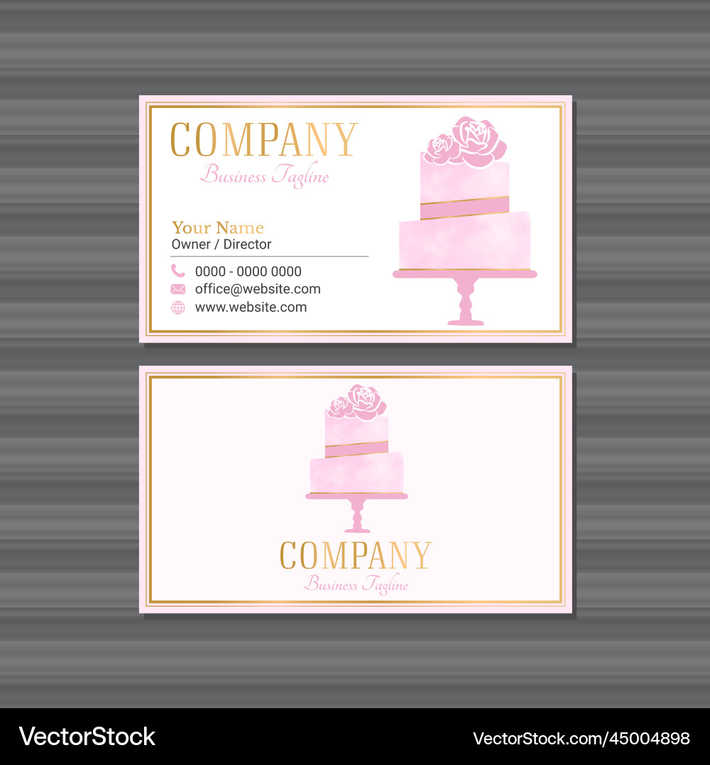 Business card design with pink cake Royalty Free Vector
