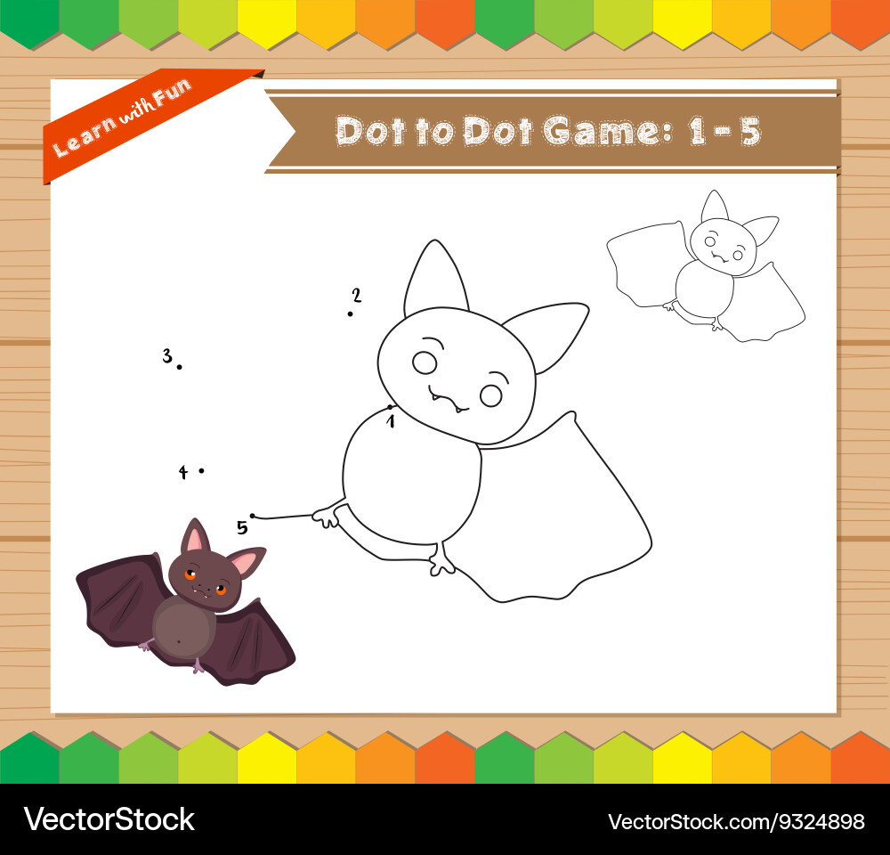 Cartoon Bat Dot to dot educational game for kids Vector Image