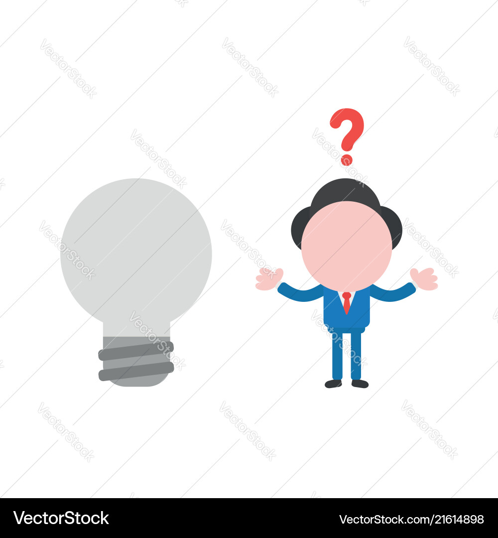 Confused businessman character with grey light Vector Image
