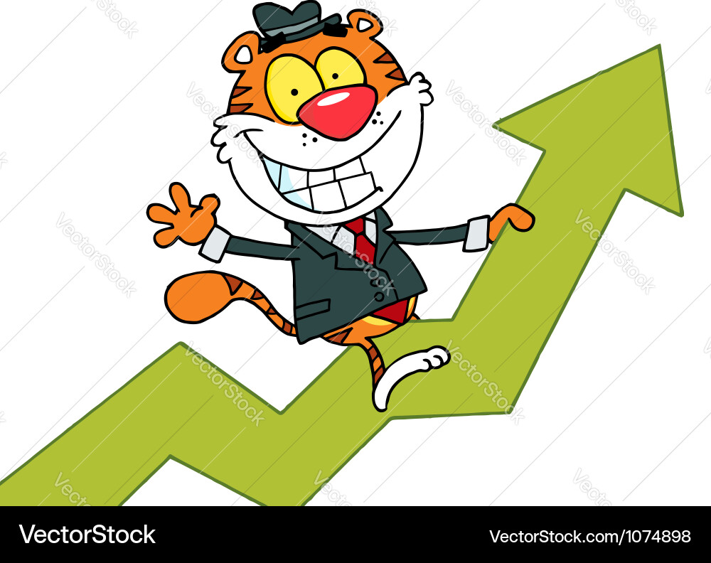 Happy tiger riding on success Royalty Free Vector Image