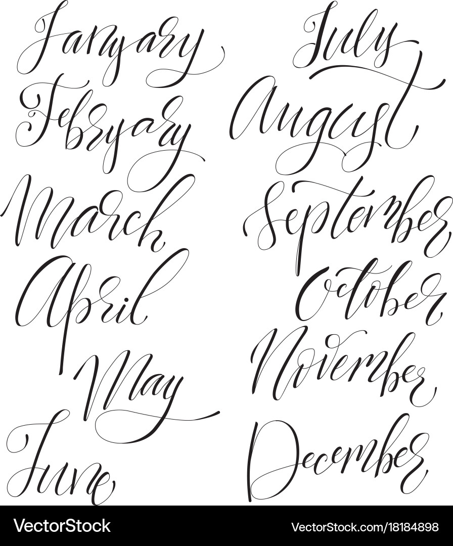 Lettering set of months Royalty Free Vector Image