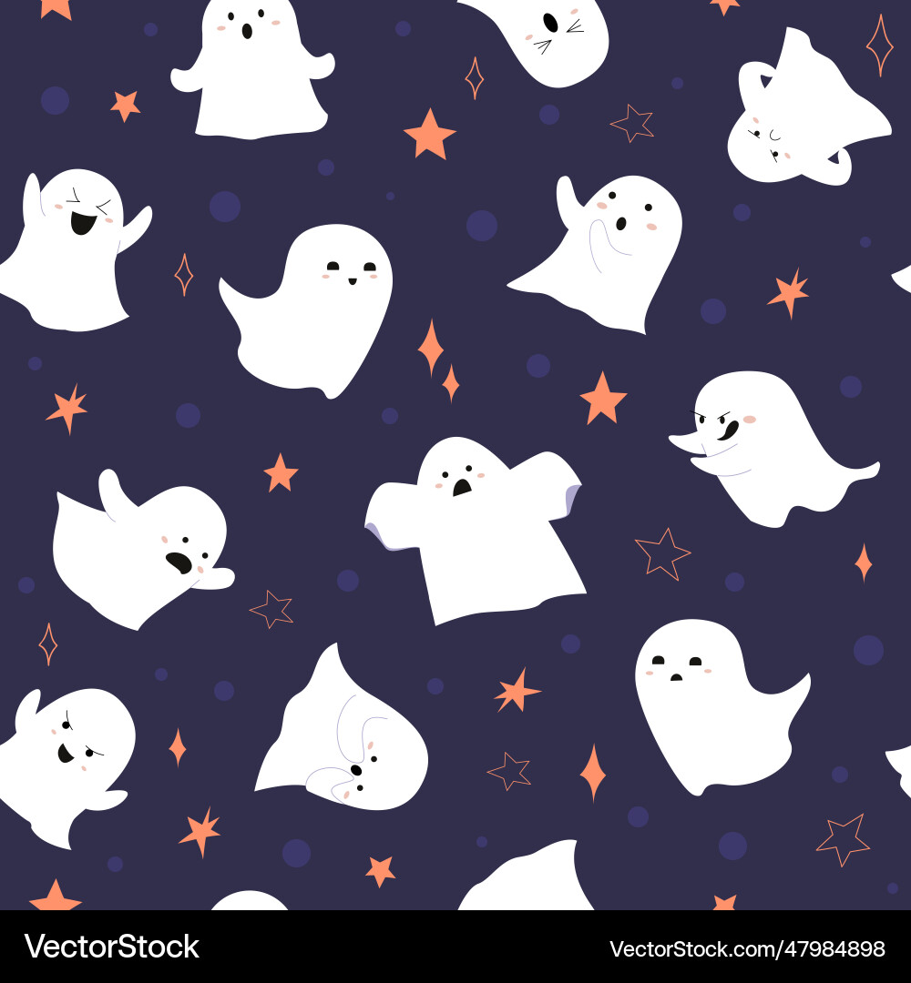 Little cute cartoon ghosts pattern baby scary Vector Image