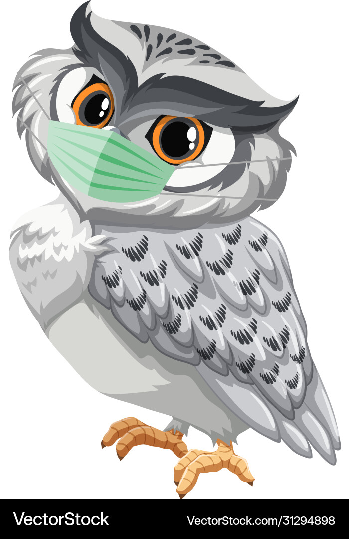 Owl cartoon character wearing mask Royalty Free Vector Image
