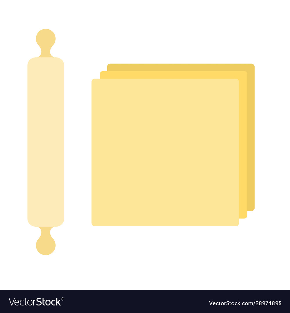 Puff pastry and rolling pin flat isolated Vector Image Puff pastry and rolling pin flat isolated Vector Image