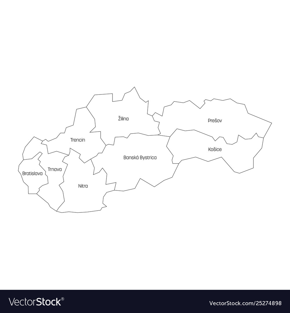 Regions slovakia map regional country Royalty Free Vector